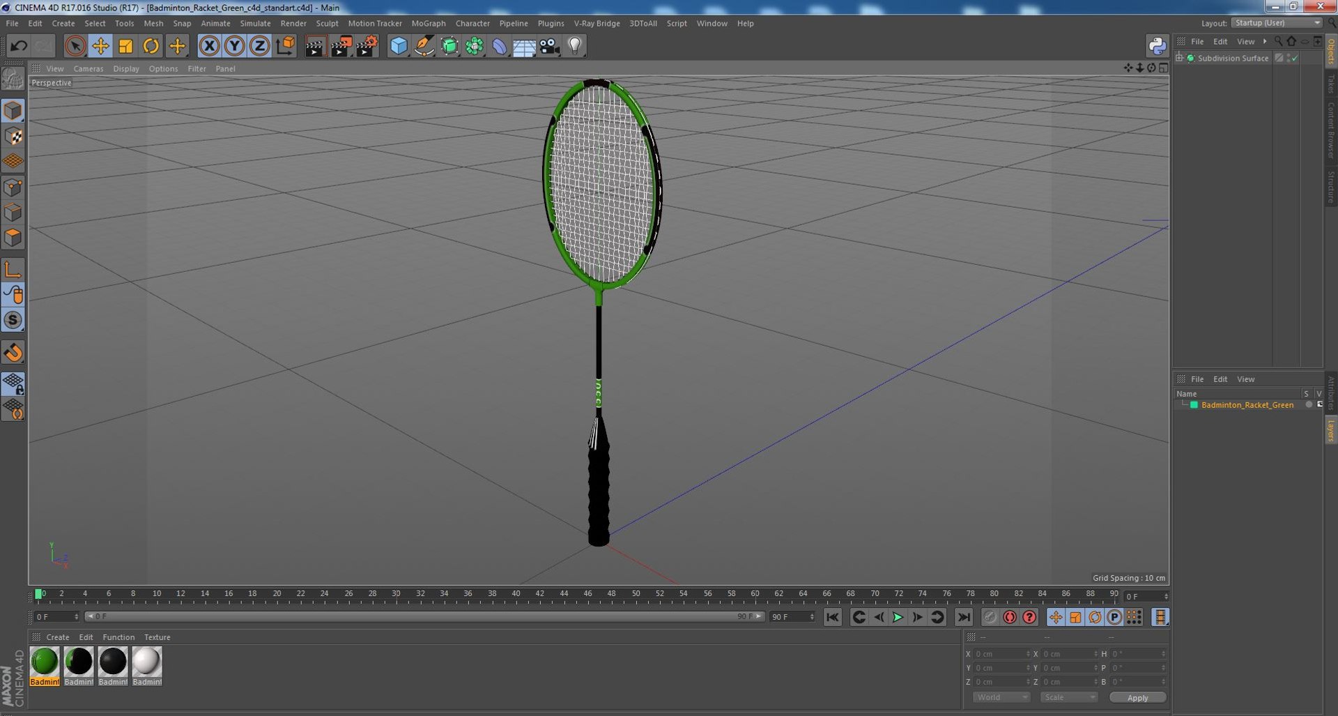 Badminton Racket Green Model - TurboSquid 2146082