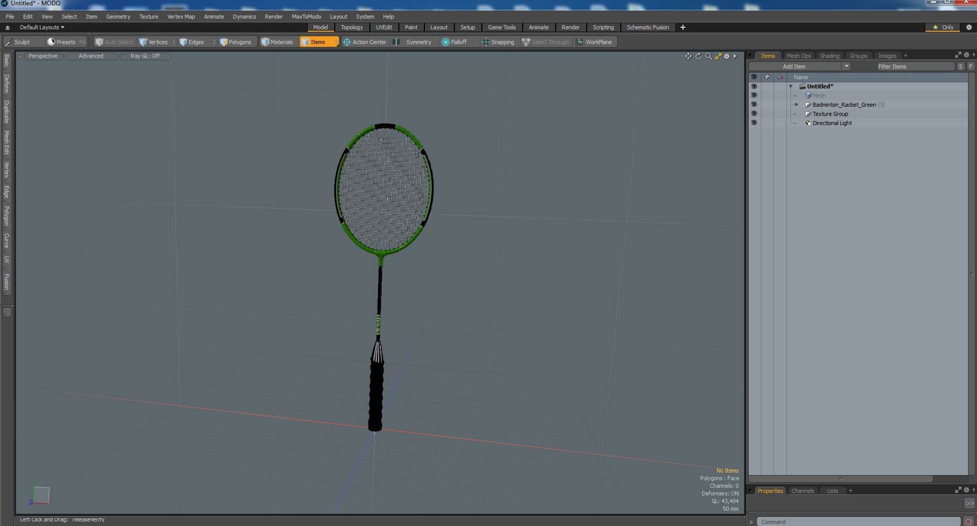 Badminton Racket Green Model - TurboSquid 2146082