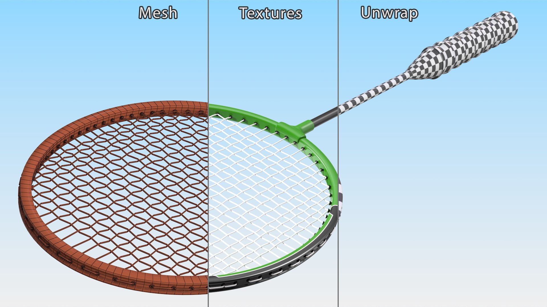 Badminton Racket Green Model - TurboSquid 2146082