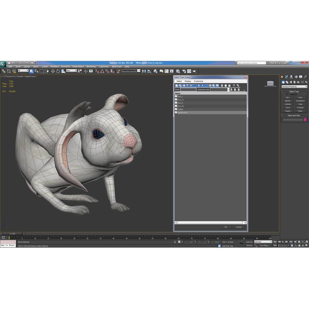 3d Model White Rabbit Pose 4