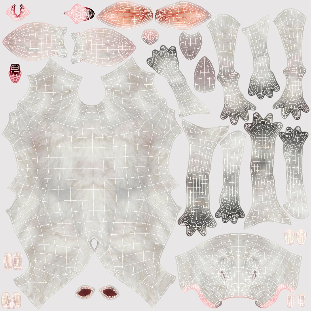 3d Model White Rabbit Pose 4