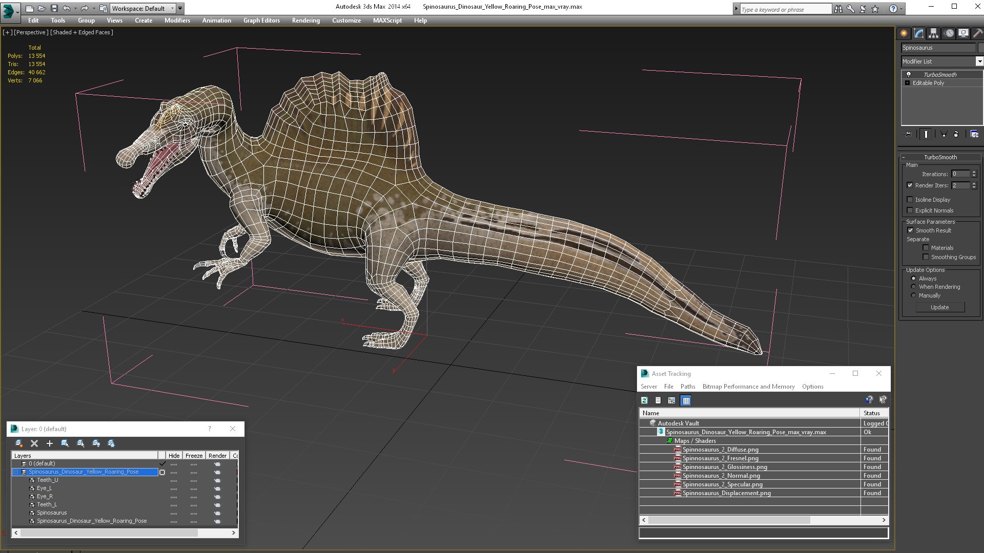 3D Spinosaurus Dinosaur Yellow Roaring Pose Model - TurboSquid 2267073