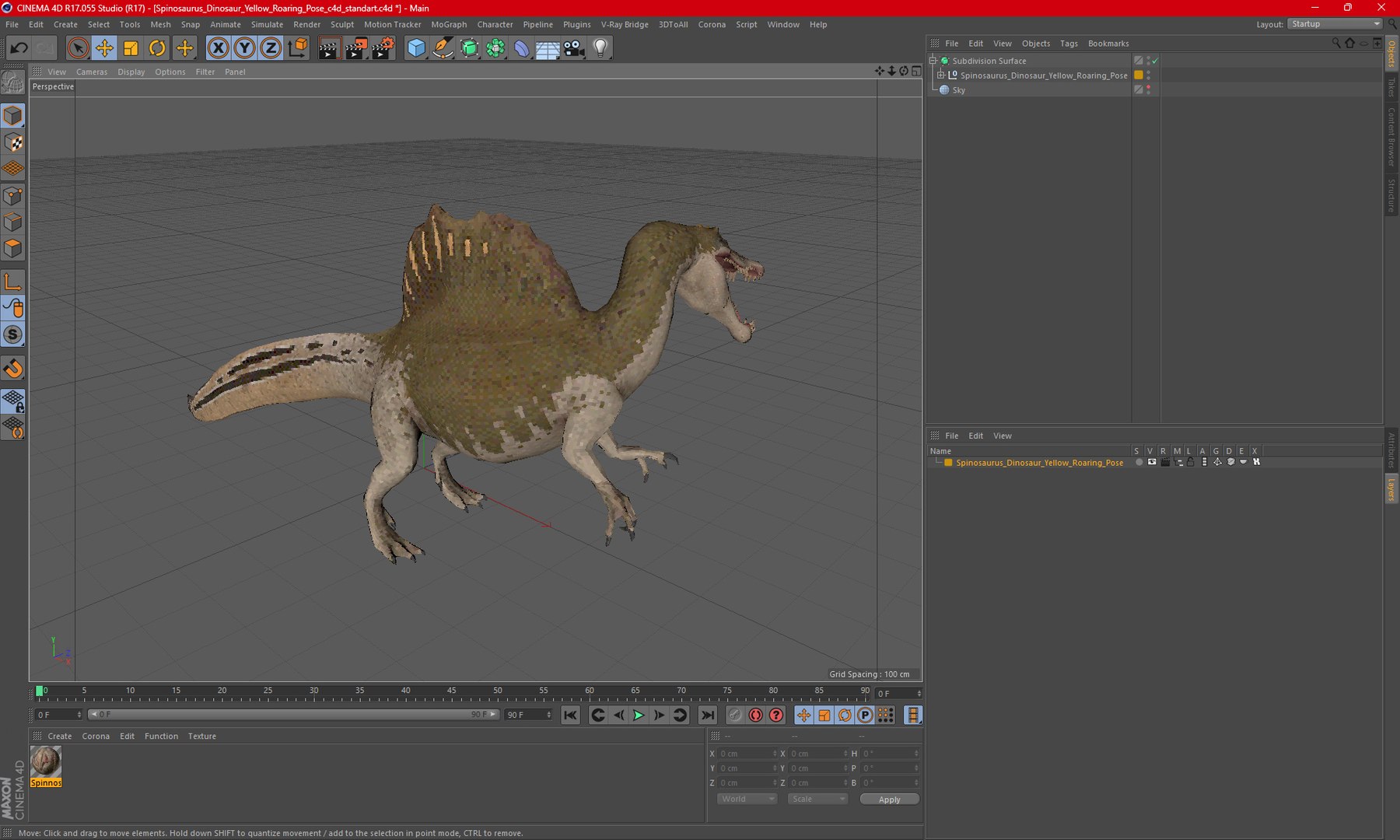 3D Spinosaurus Dinosaur Yellow Roaring Pose Model - TurboSquid 2267073