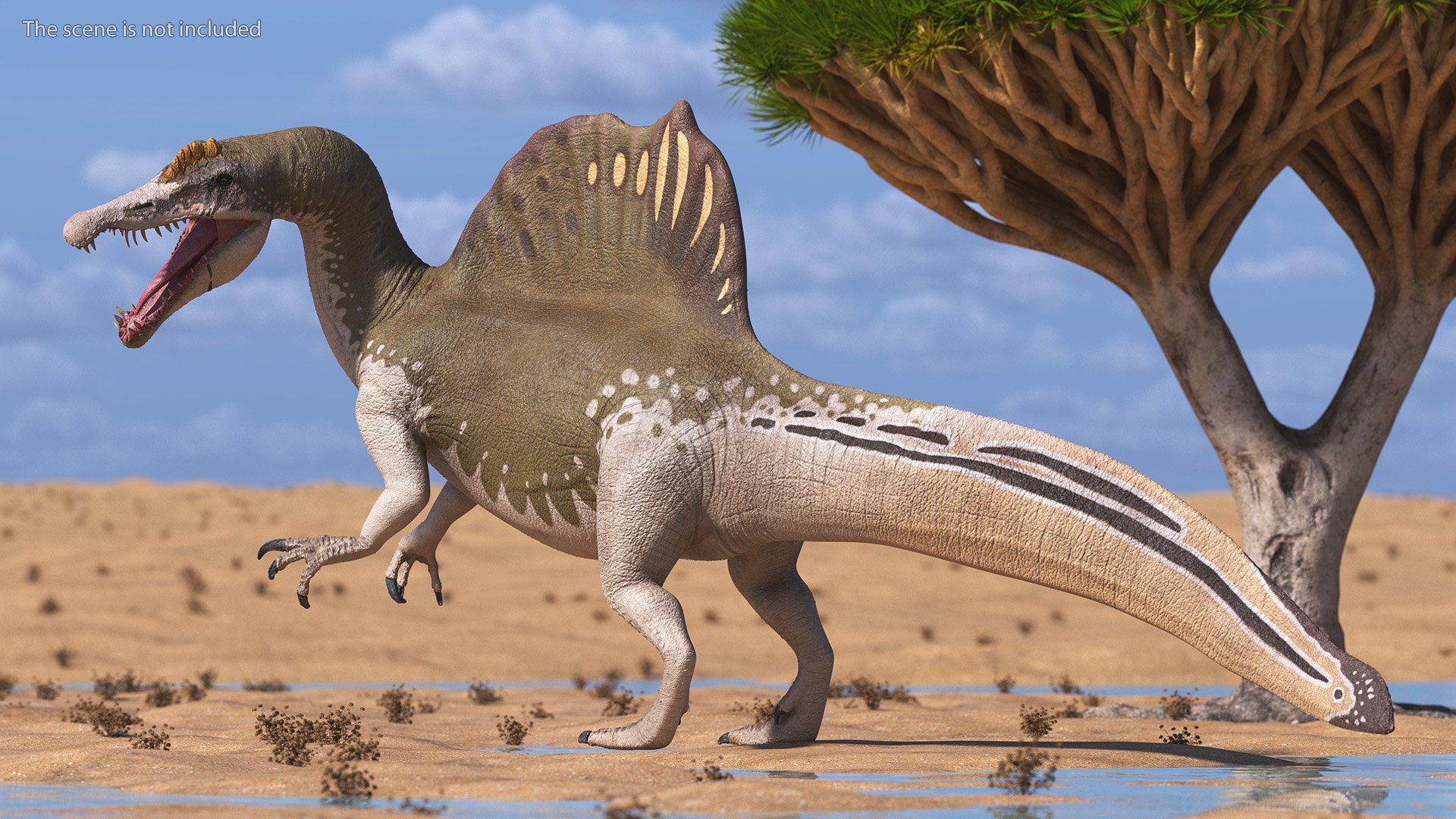 3D Spinosaurus Dinosaur Yellow Roaring Pose Model - TurboSquid 2267073