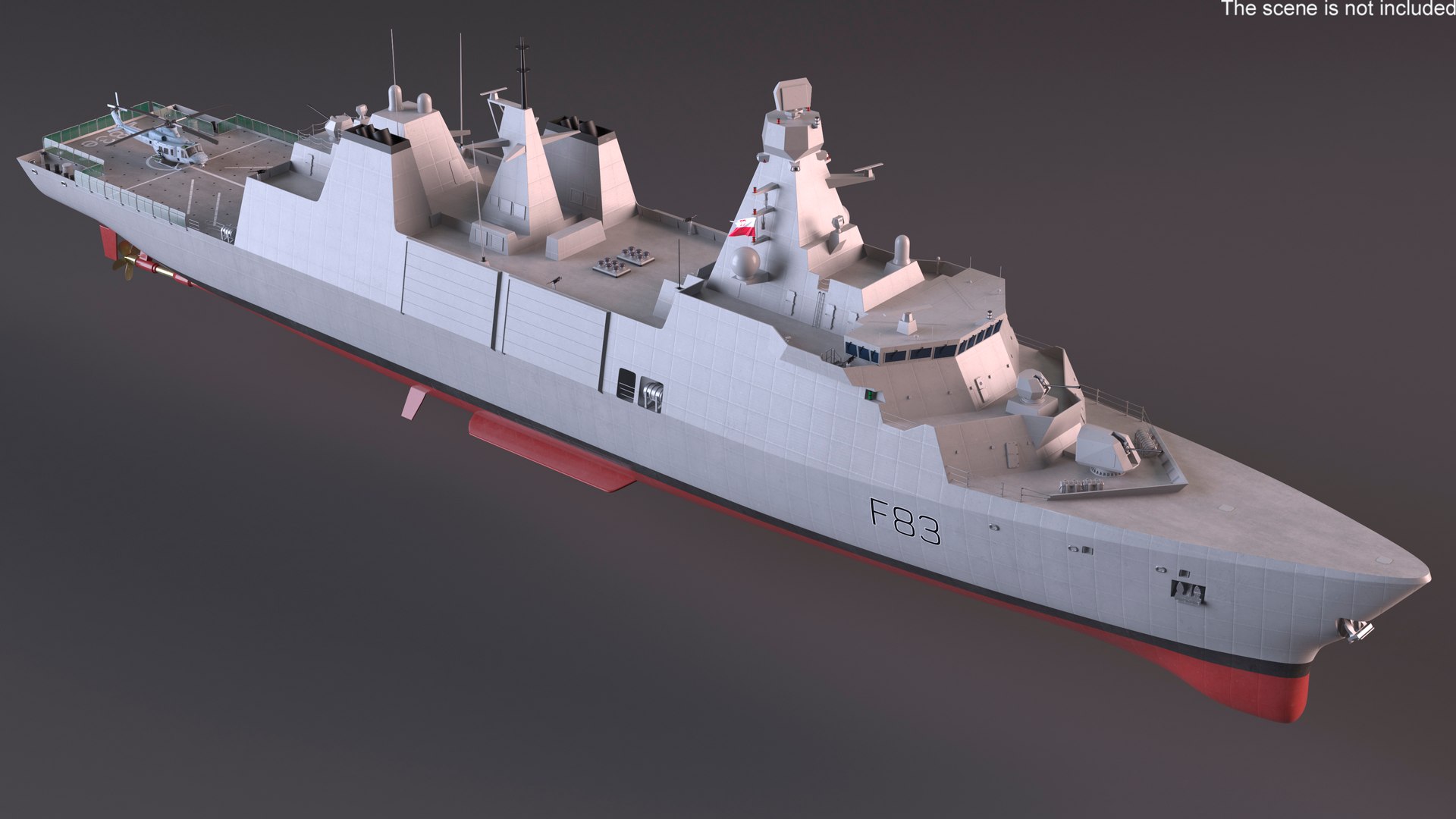 3D Frigate Type 31 With Military Helicopter - TurboSquid 2315031