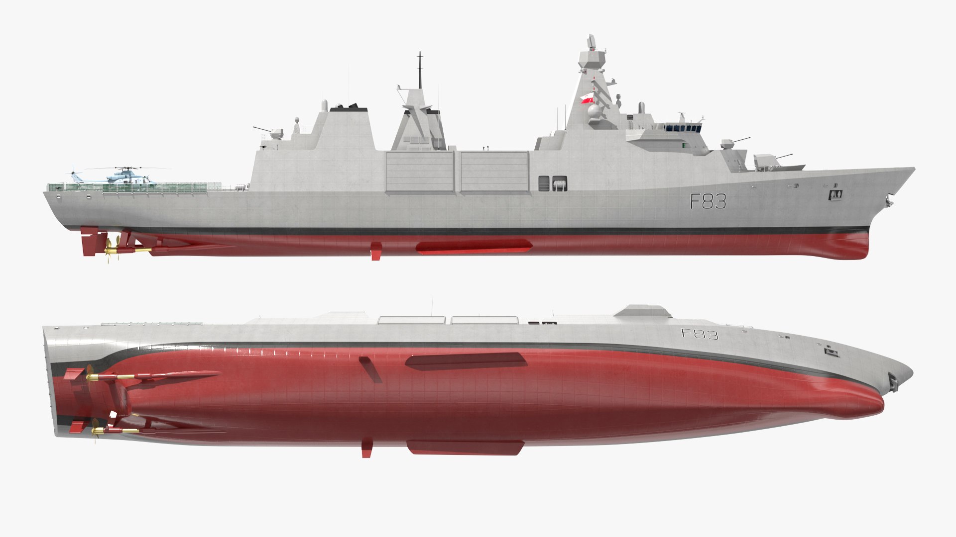 3D Frigate Type 31 With Military Helicopter - TurboSquid 2315031