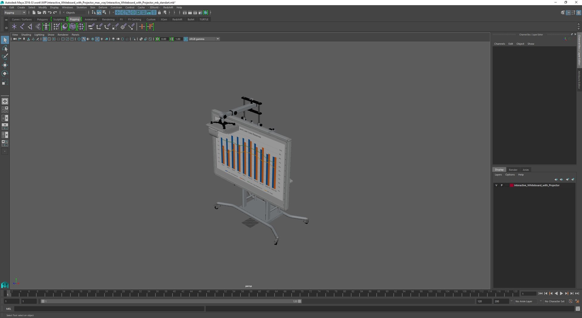 Interactive Whiteboard With Projector 3D Model - TurboSquid 2287192