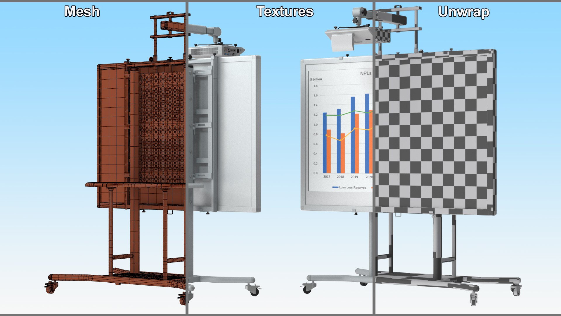 Interactive Whiteboard With Projector 3D Model - TurboSquid 2287192