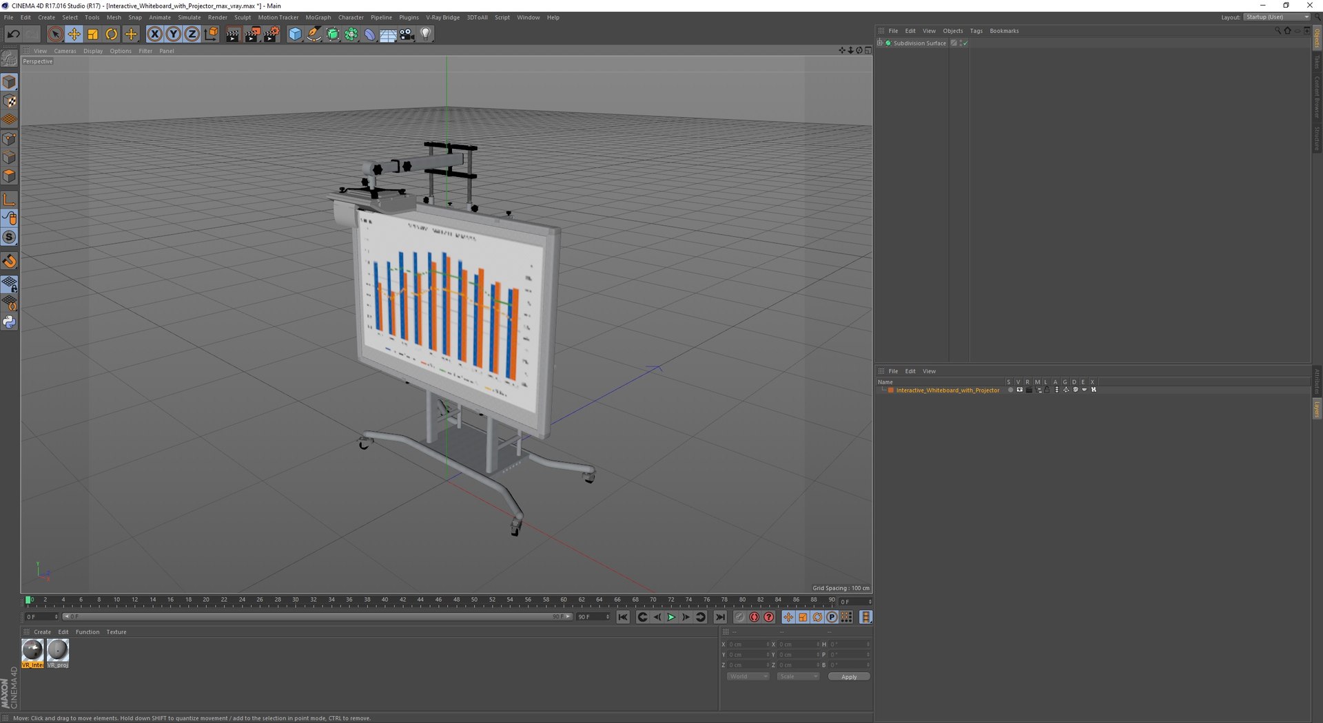 Interactive Whiteboard With Projector 3D Model - TurboSquid 2287192