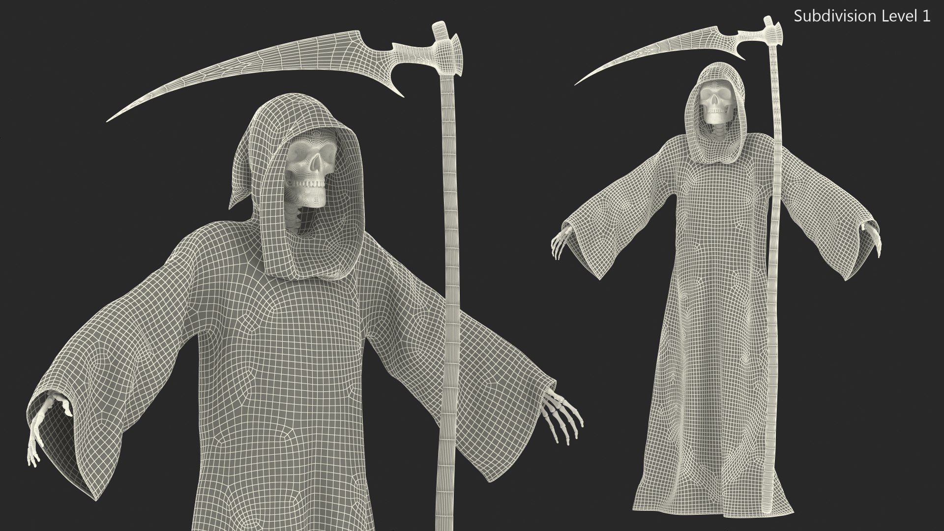 3D Death Character With Scythe Rigged For Modo Model - TurboSquid 1859737