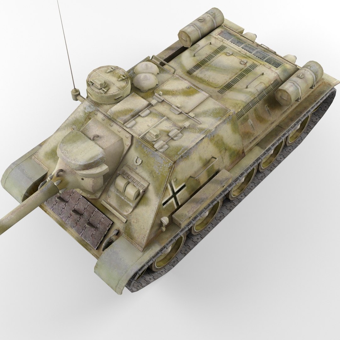 3d captured soviet su-100 tank destroyer model