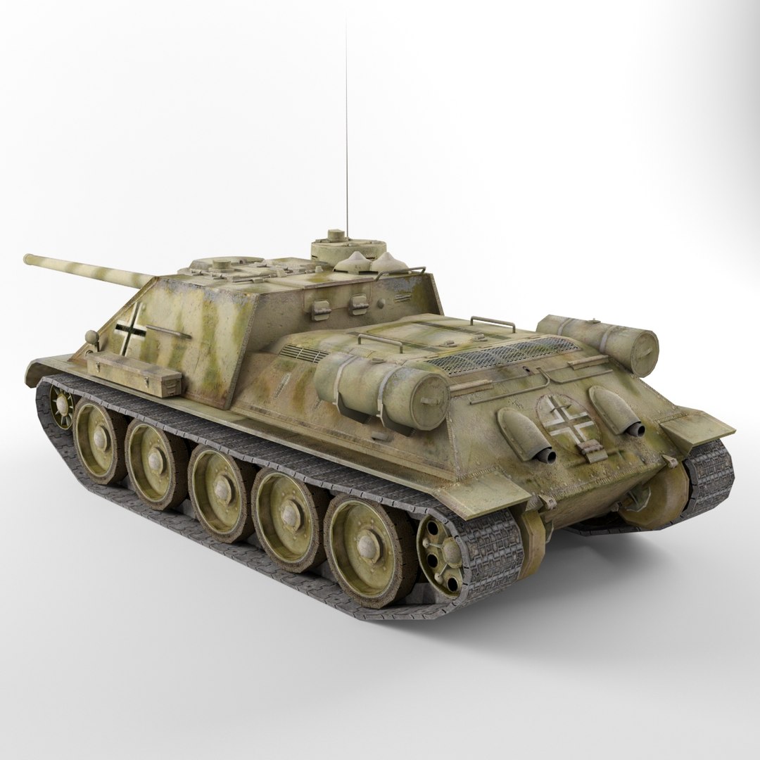 3d captured soviet su-100 tank destroyer model
