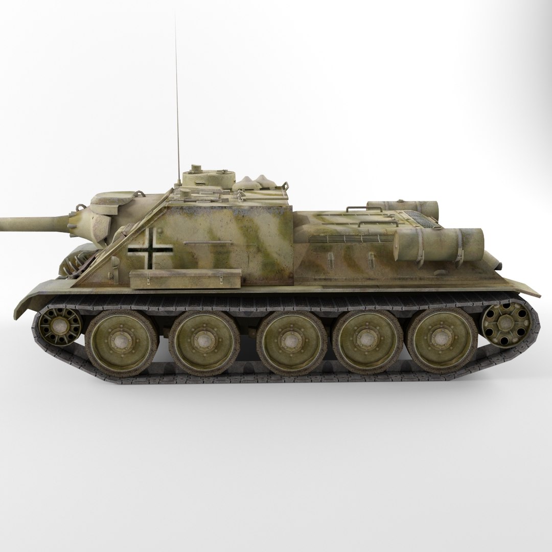 3d captured soviet su-100 tank destroyer model