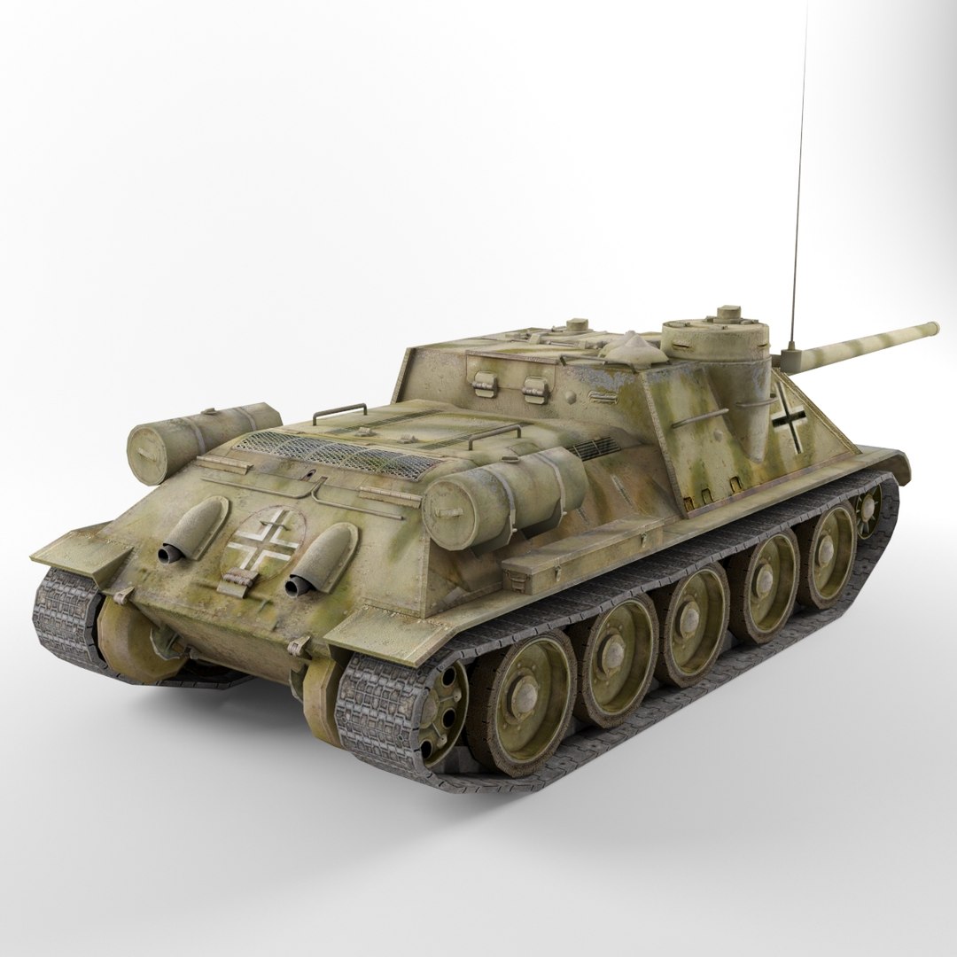 3d captured soviet su-100 tank destroyer model