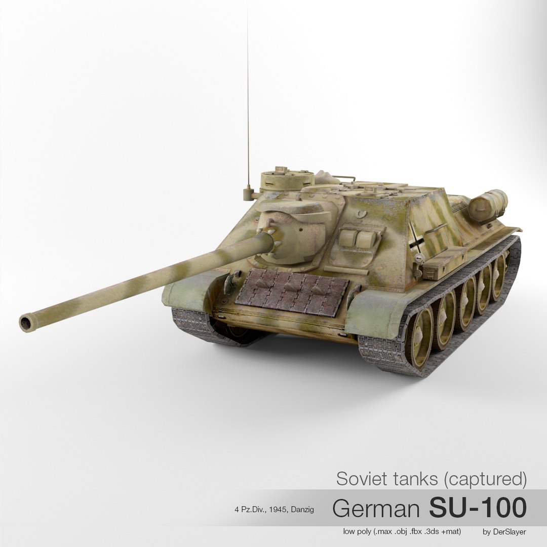 3d captured soviet su-100 tank destroyer model