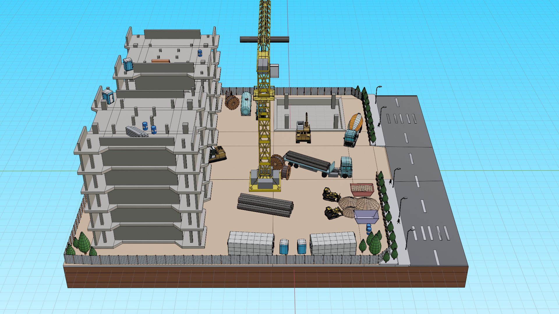 Low Poly Construction Zone 3D Model - TurboSquid 1745397