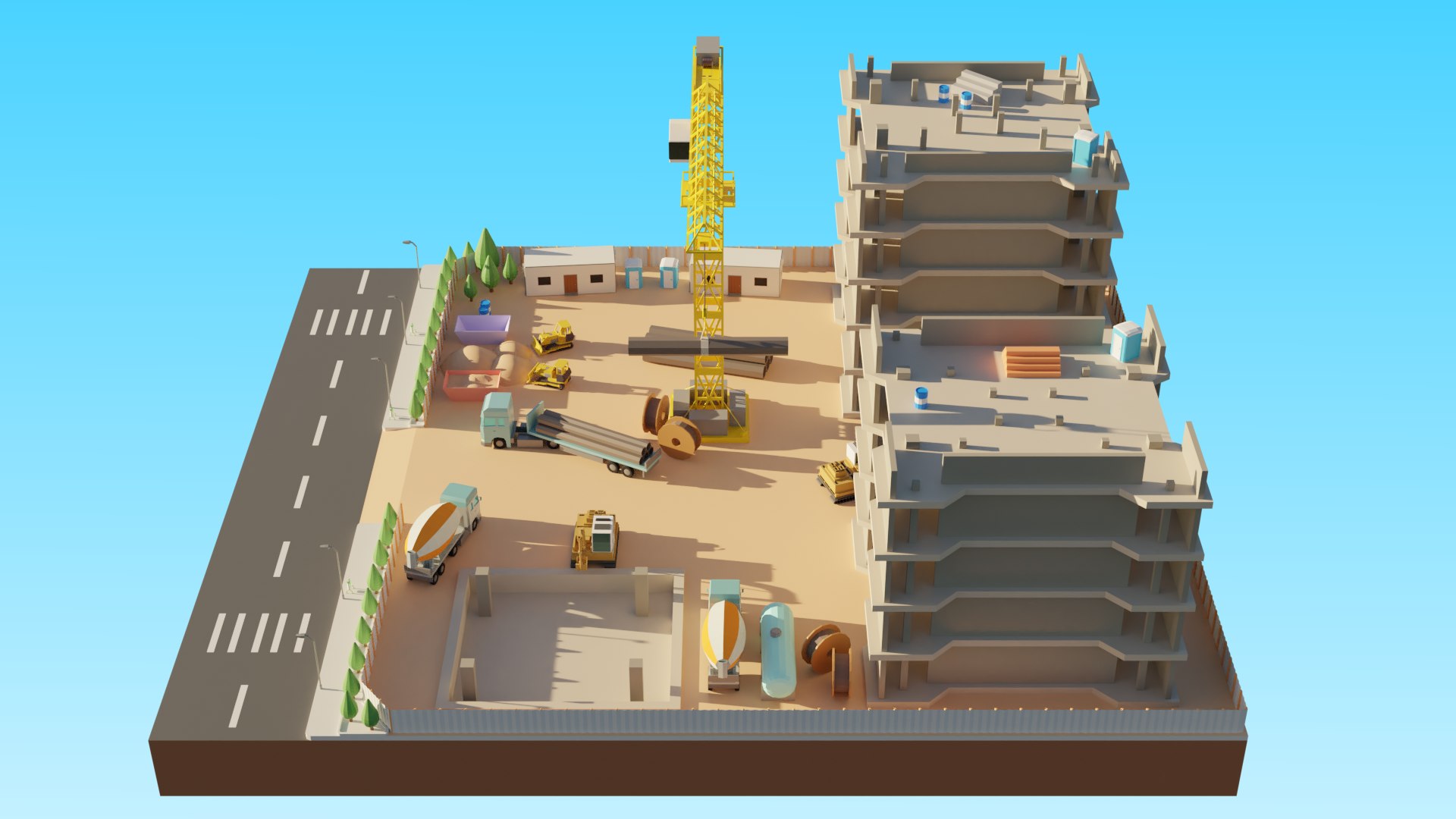 Low Poly Construction Zone 3D Model - TurboSquid 1745397