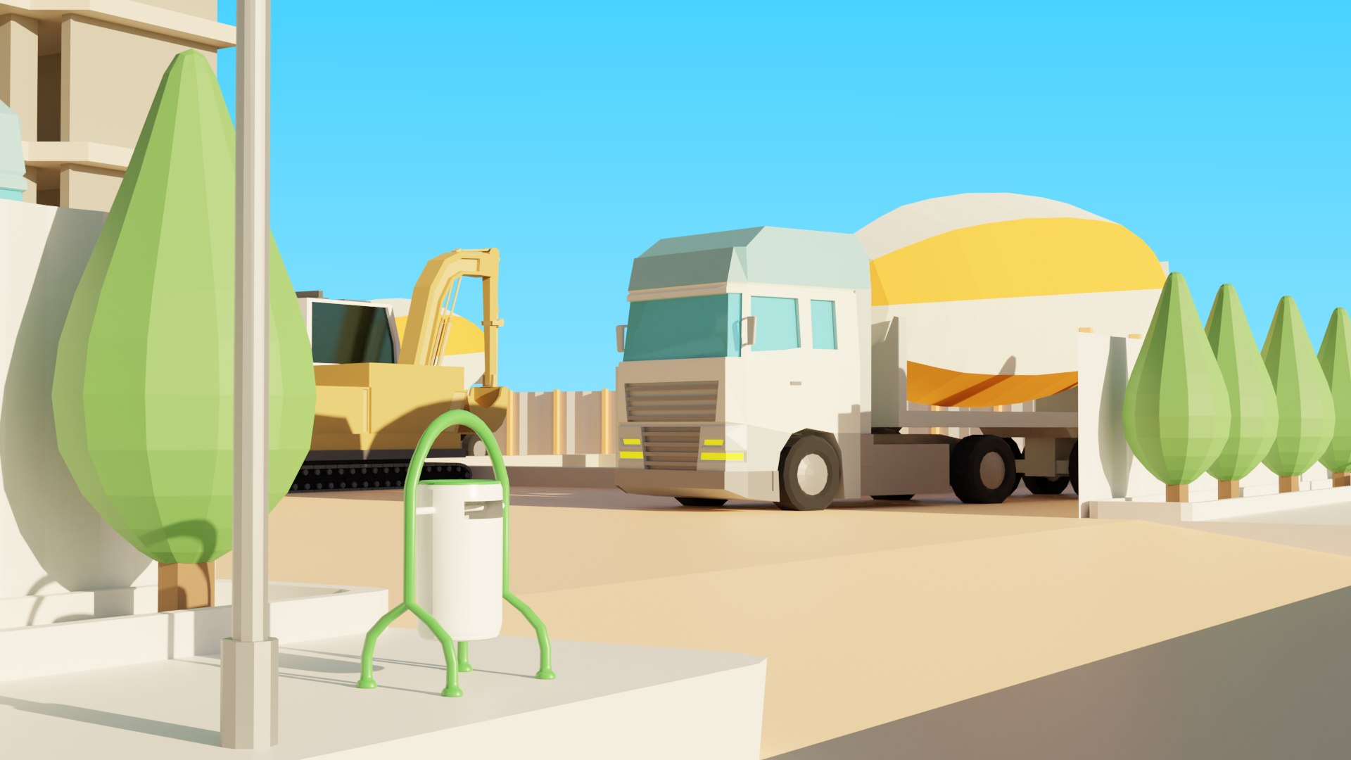 Low Poly Construction Zone 3D Model - TurboSquid 1745397