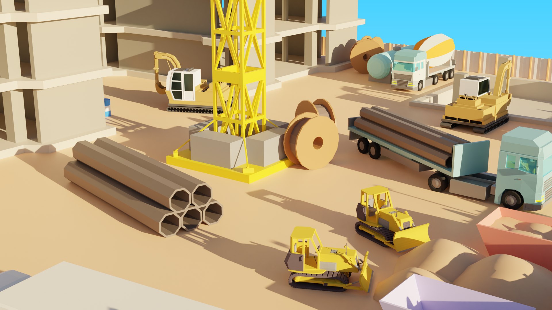 Low Poly Construction Zone 3D Model - TurboSquid 1745397