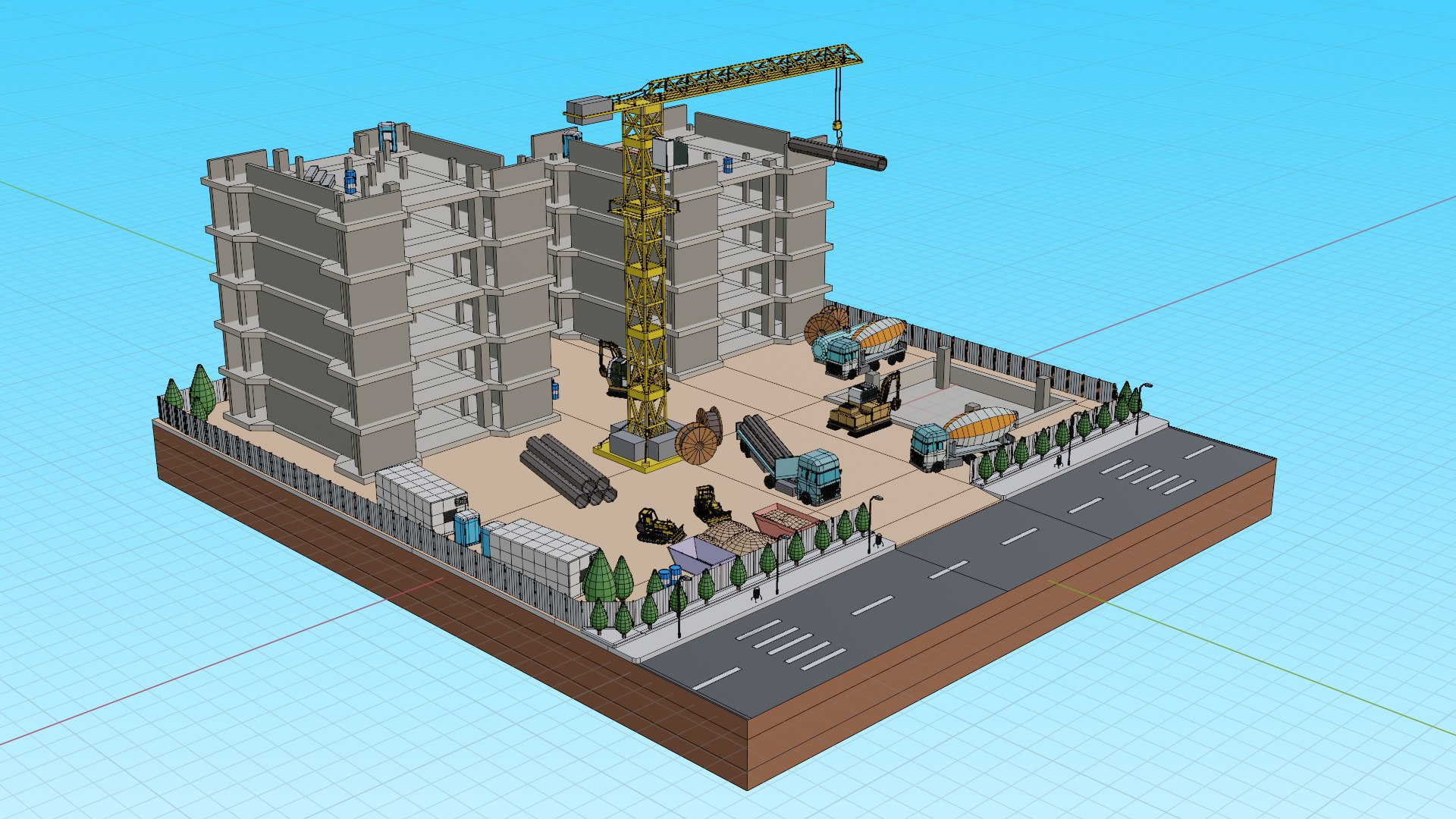 Low Poly Construction Zone 3D Model - TurboSquid 1745397