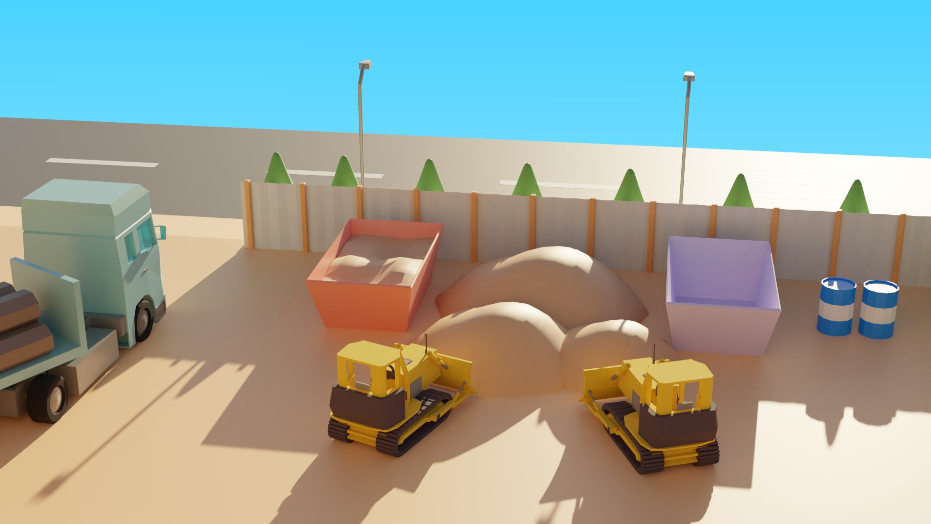 Low Poly Construction Zone 3D Model - TurboSquid 1745397