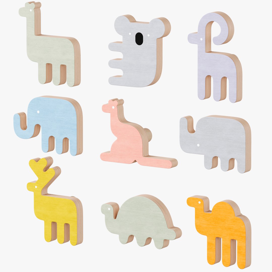 3D Model Kids Animal Furniture Handles And Wall Hooks - TurboSquid 2366152