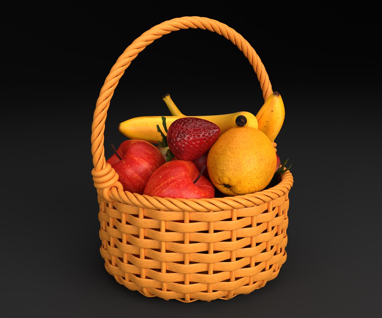 3D Fruit Basket 3D Model - TurboSquid 2107591