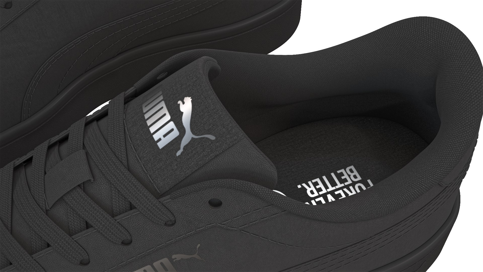 Puma Smash 3 Black Leather Sneakers 3D Model - TurboSquid 2238706