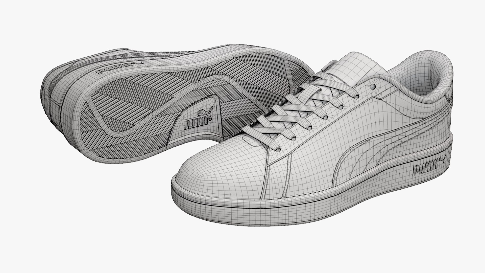 Puma Smash 3 Black Leather Sneakers 3D Model - TurboSquid 2238706