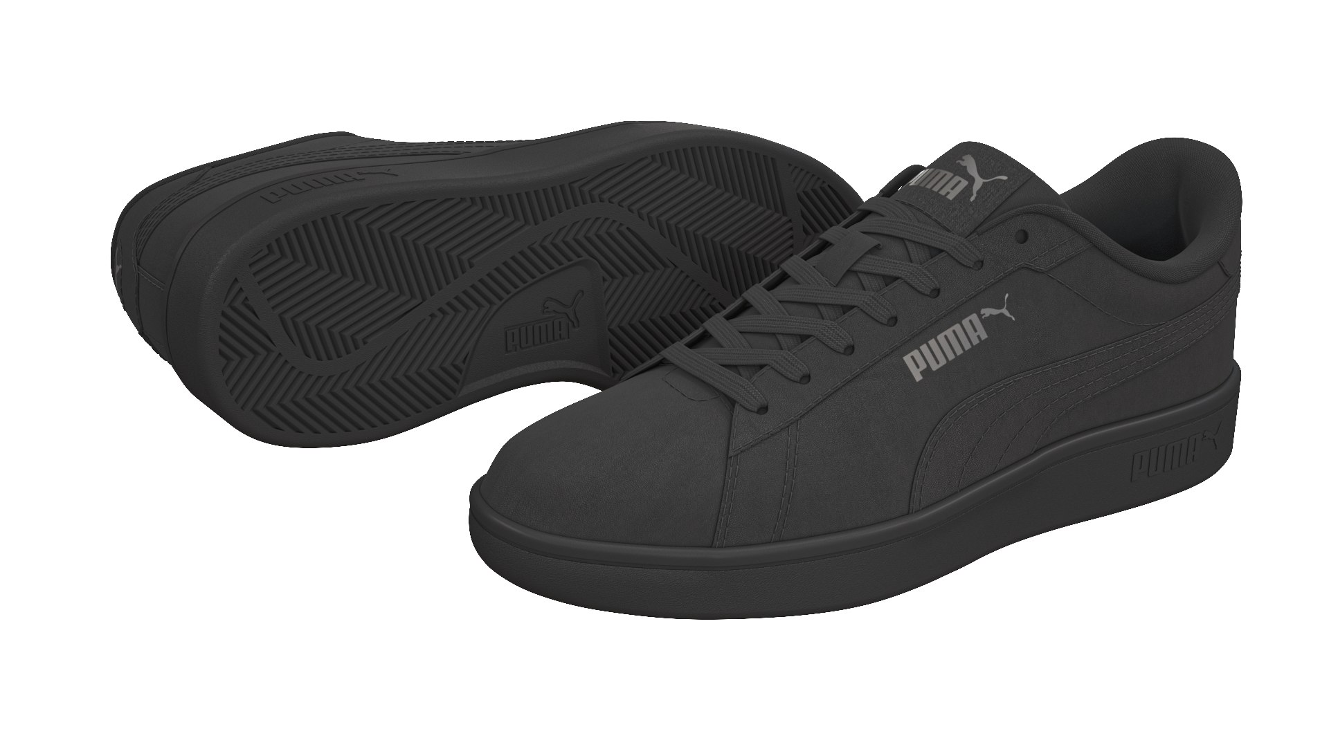 Puma Smash 3 Black Leather Sneakers 3D Model - TurboSquid 2238706