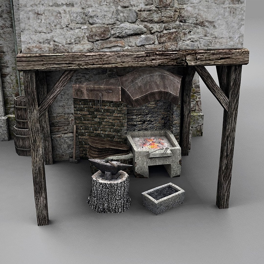Fantasy Old Blacksmith House Obj