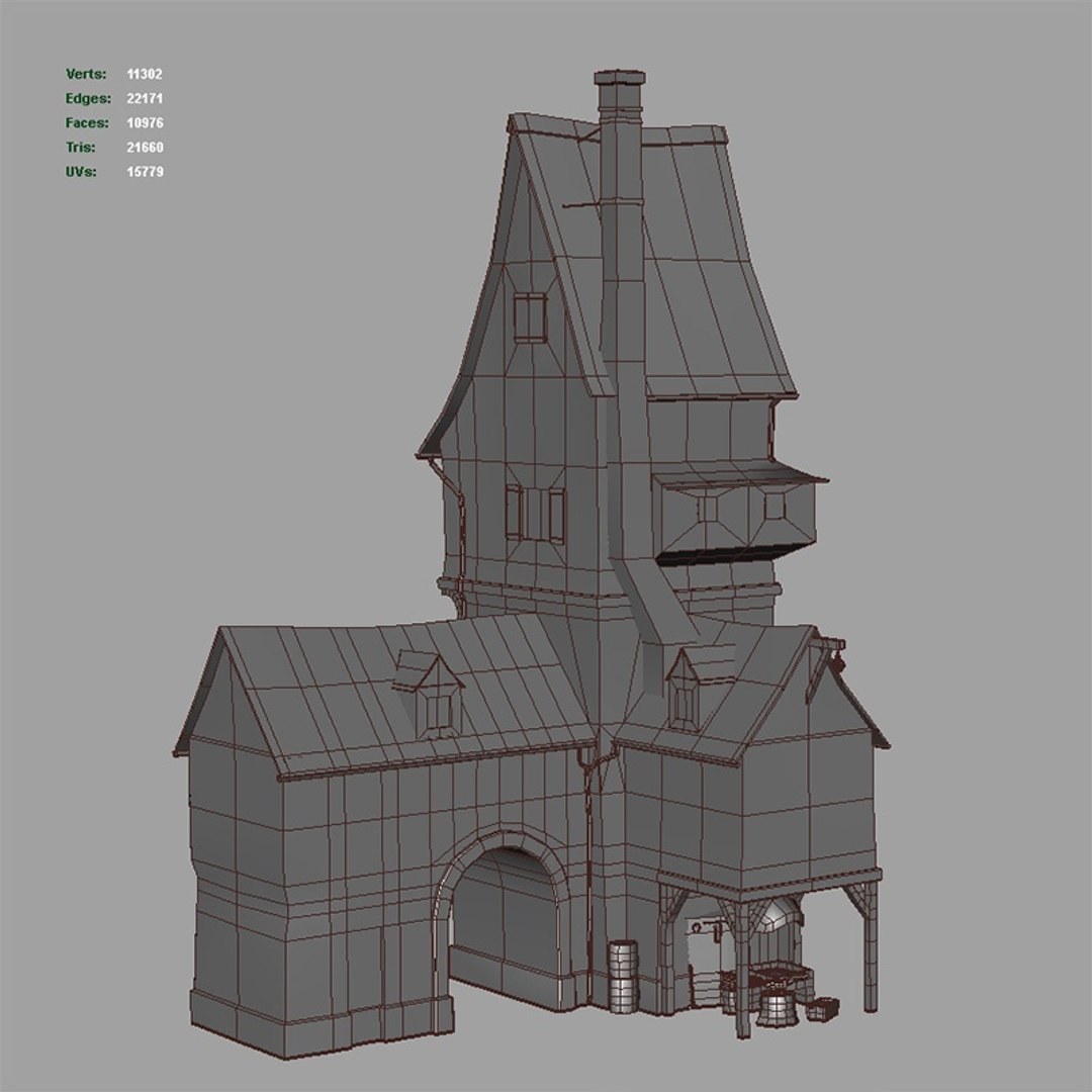 Fantasy Old Blacksmith House Obj
