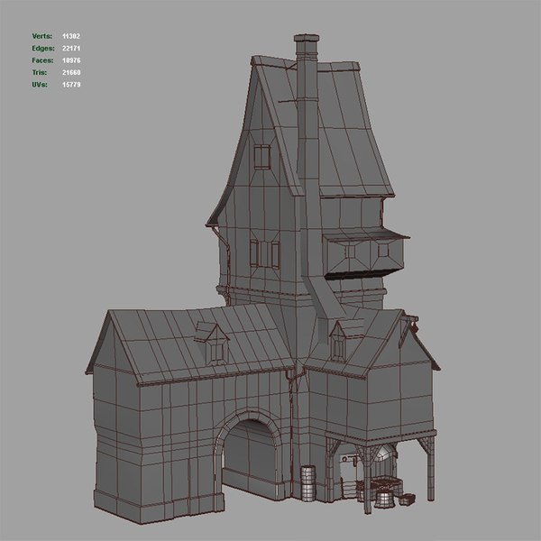 fantasy old blacksmith house obj