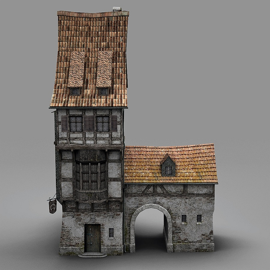 fantasy old blacksmith house obj