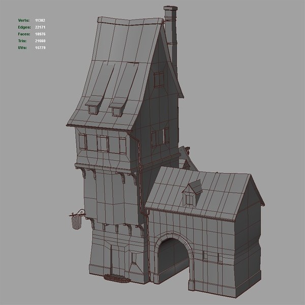 fantasy old blacksmith house obj