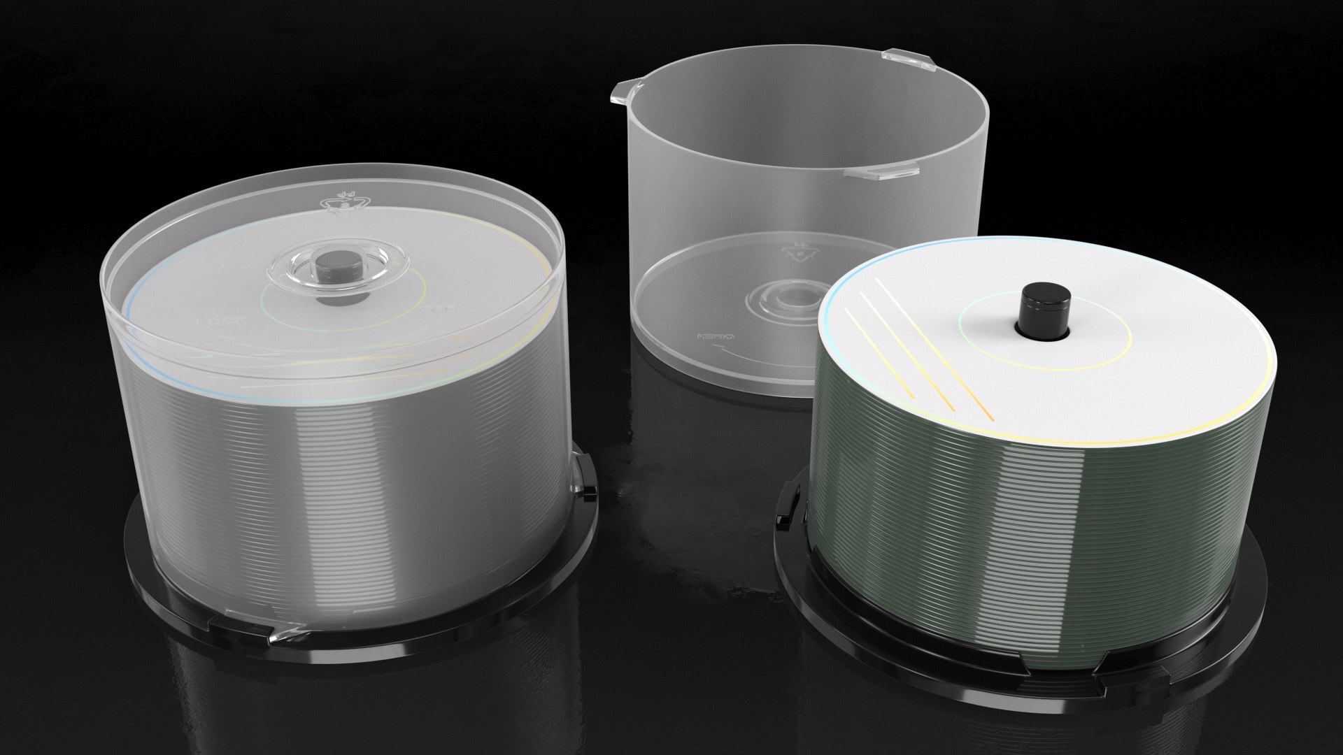 3D Model Plastic Spindle Cake Box With 50 Discs - TurboSquid 1807018