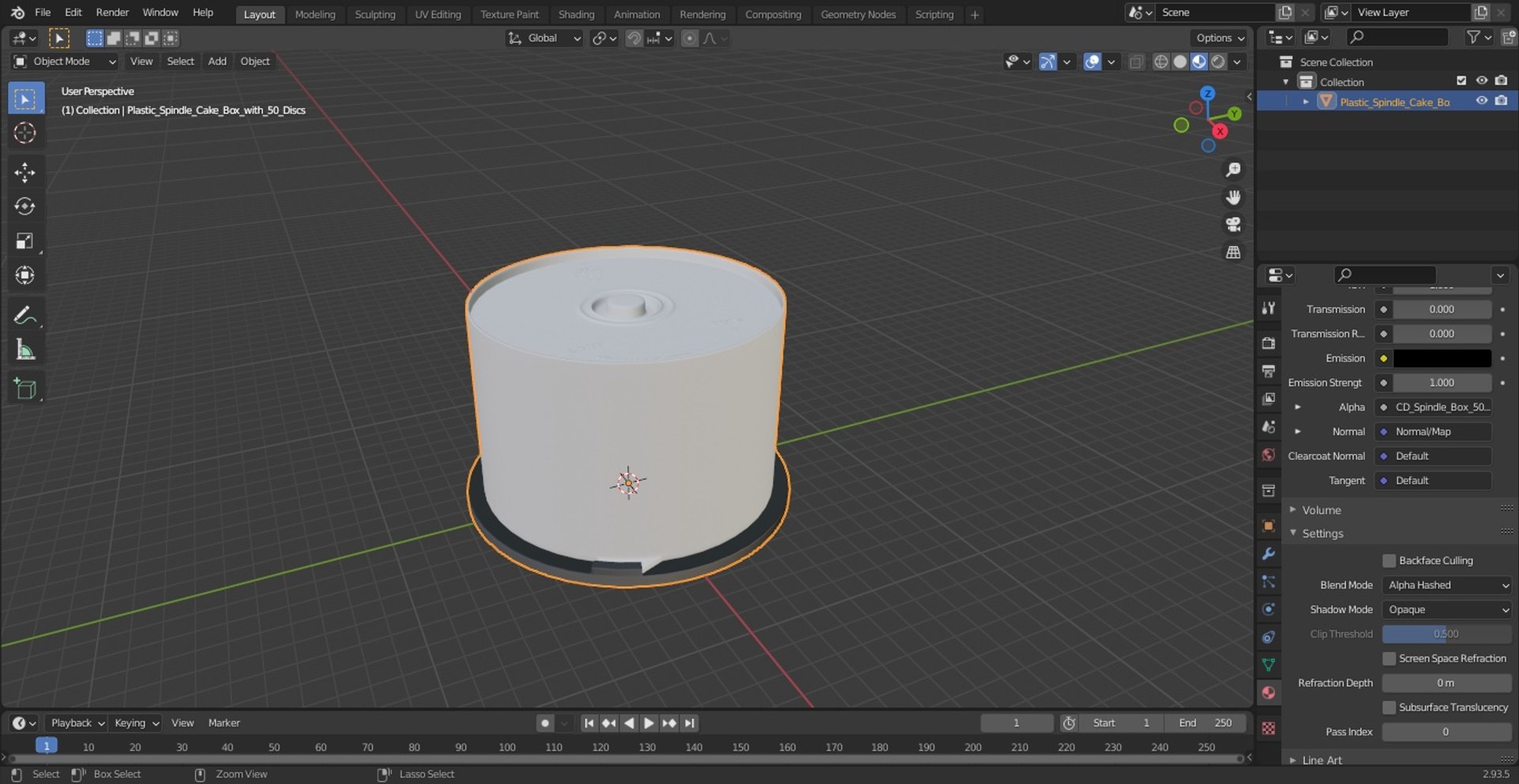 3D Model Plastic Spindle Cake Box With 50 Discs - TurboSquid 1807018