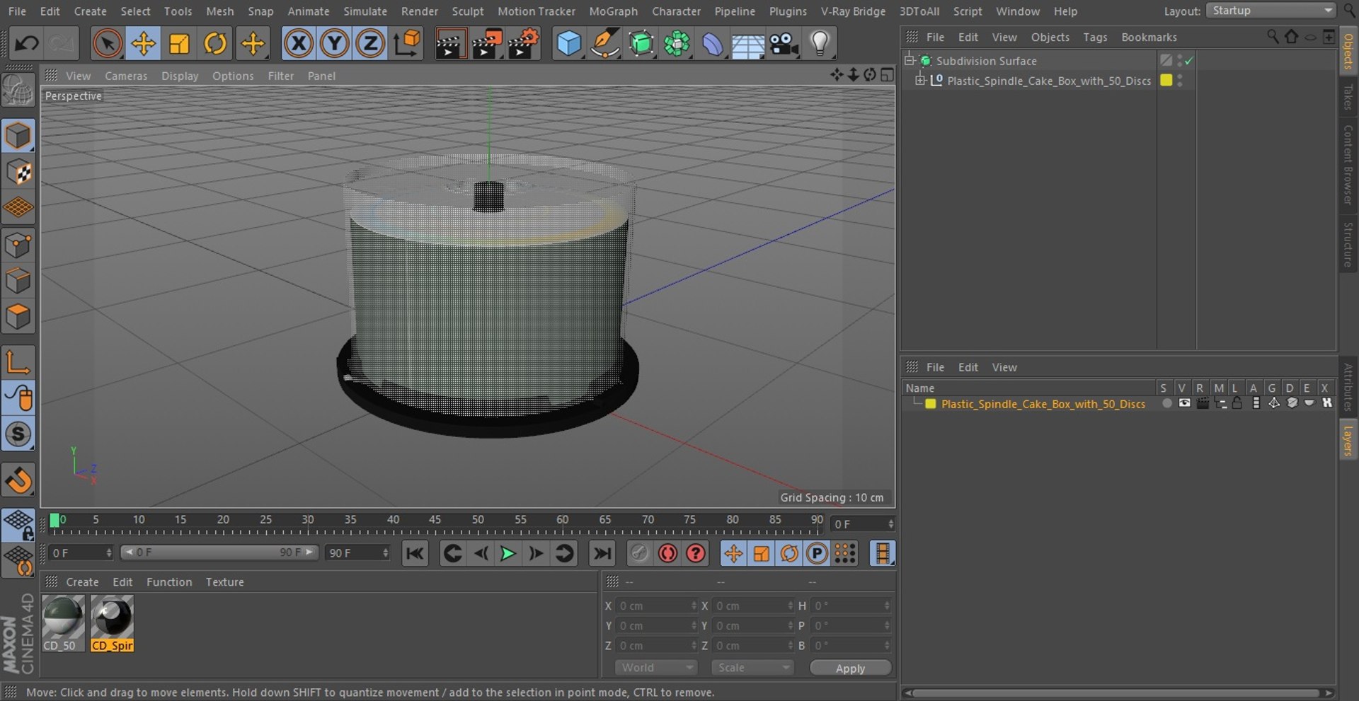 3D model Plastic Spindle Cake Box with 50 Discs - TurboSquid 1807018