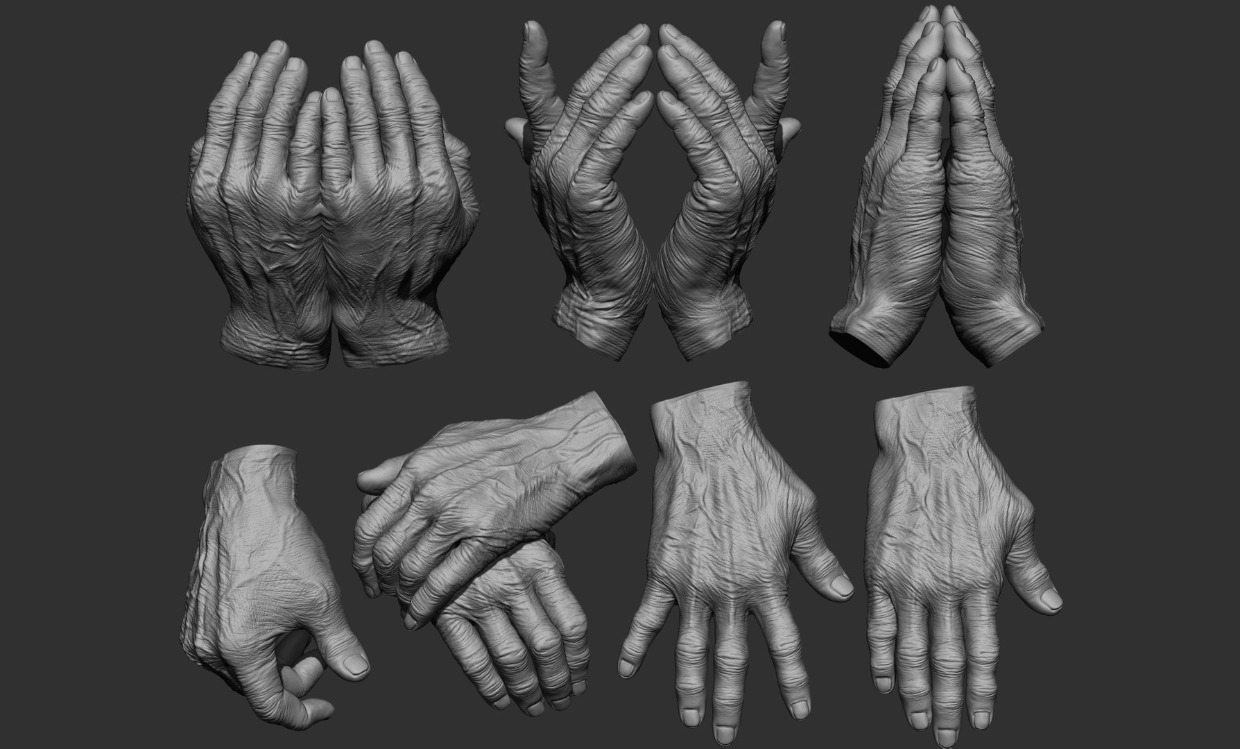 Old man hand poses 3D model - TurboSquid 1988069