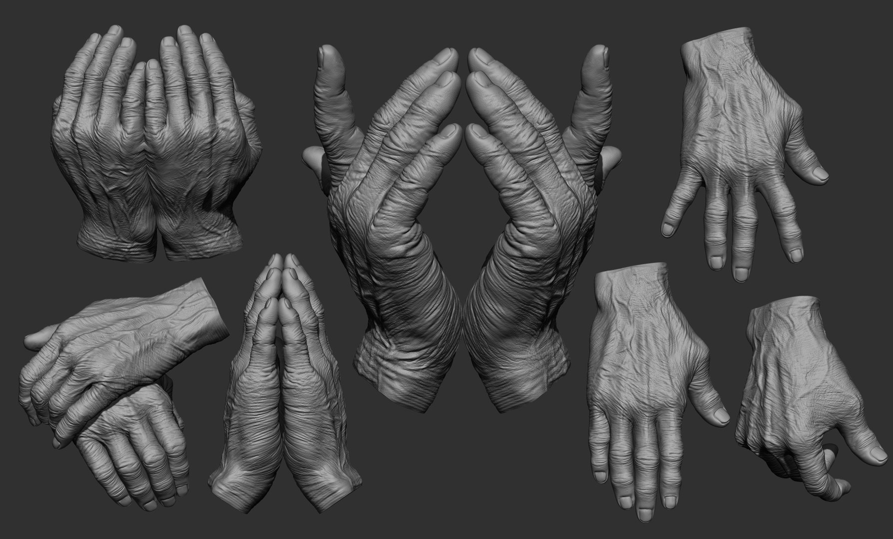 Old man hand poses 3D model - TurboSquid 1988069