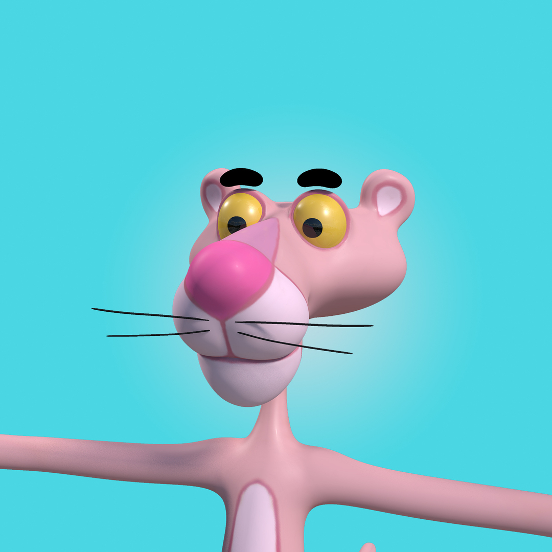3d pink panther cartoon mesh