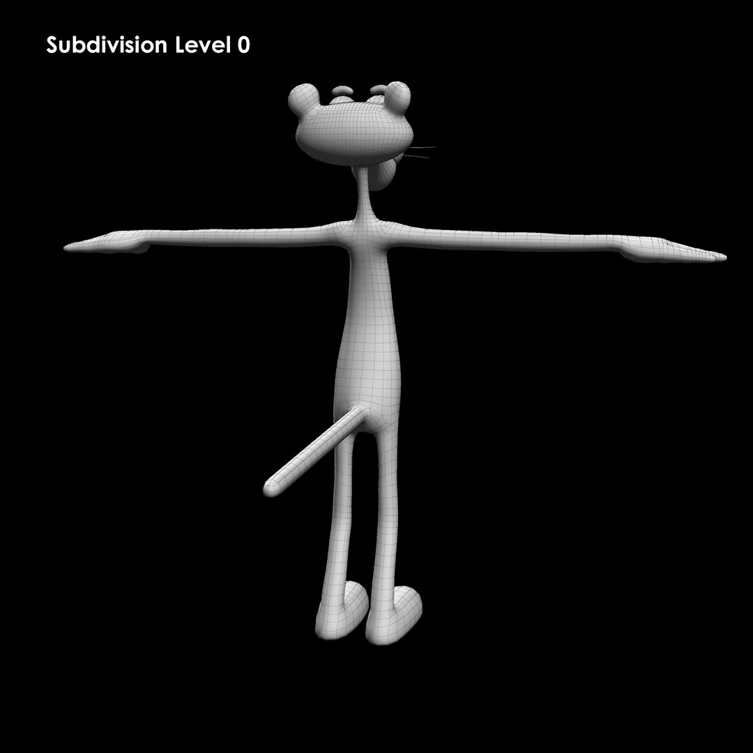 3d Pink Panther Cartoon Mesh