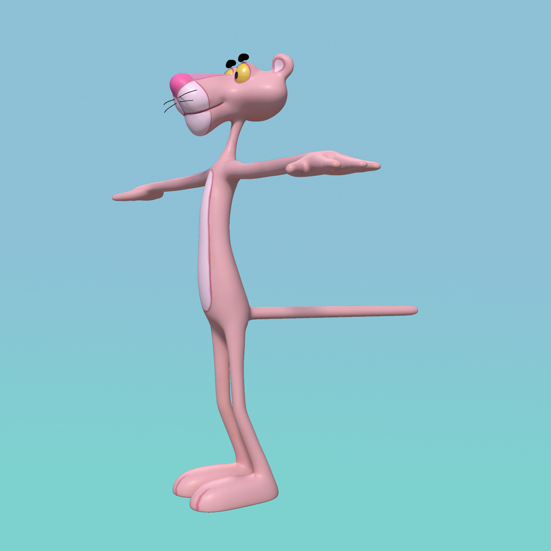3d pink panther cartoon mesh