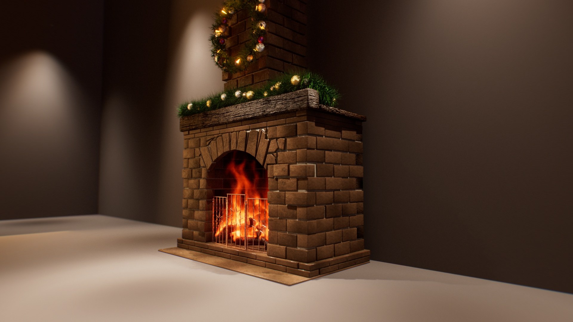 Fireplace With Christmas Decorations And PYRO Fire VDB 3D - TurboSquid ...