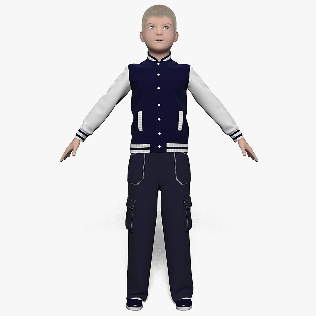 3d model jacket pants boy
