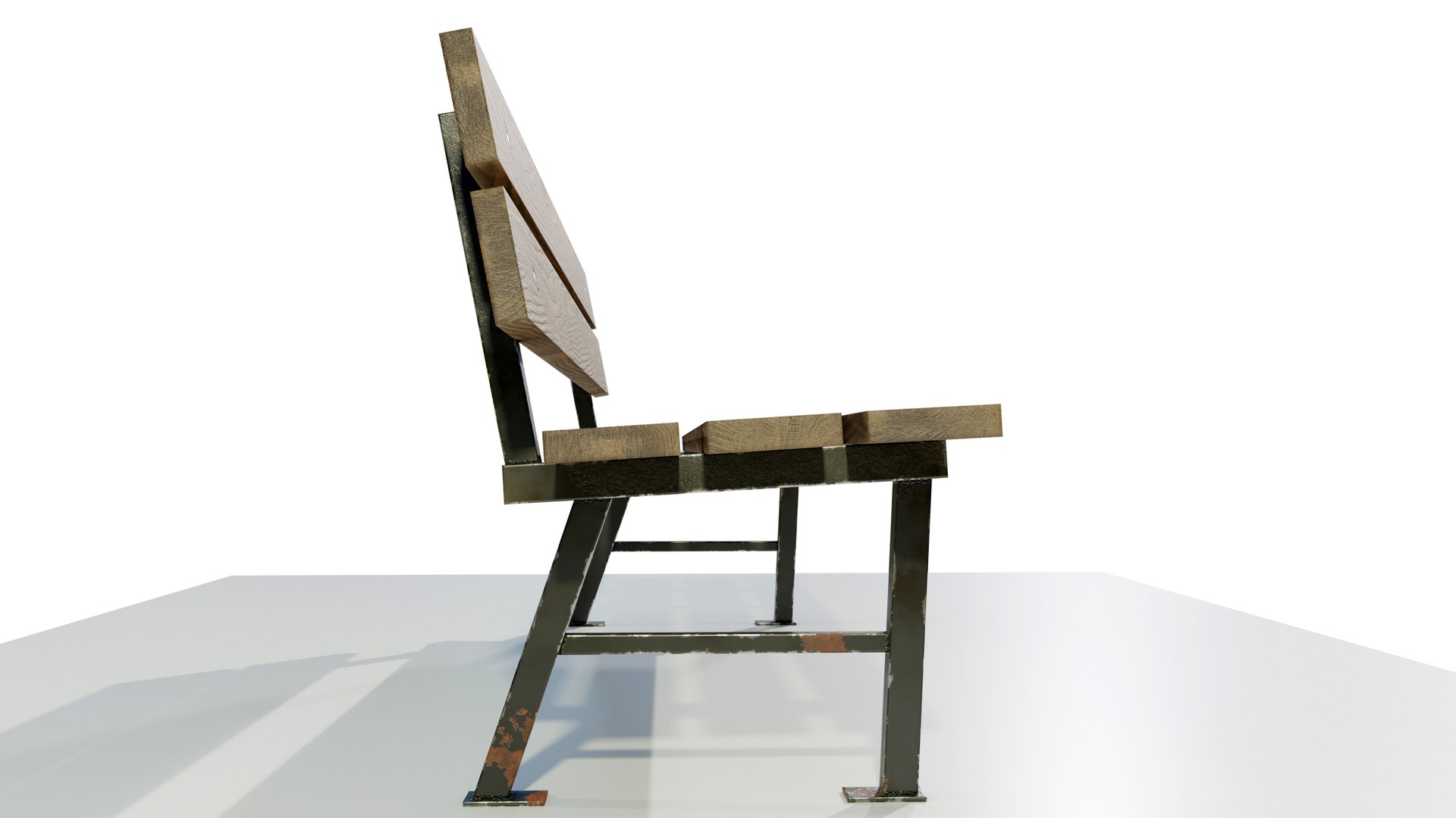 Wood Metal Bench Model - TurboSquid 2087356