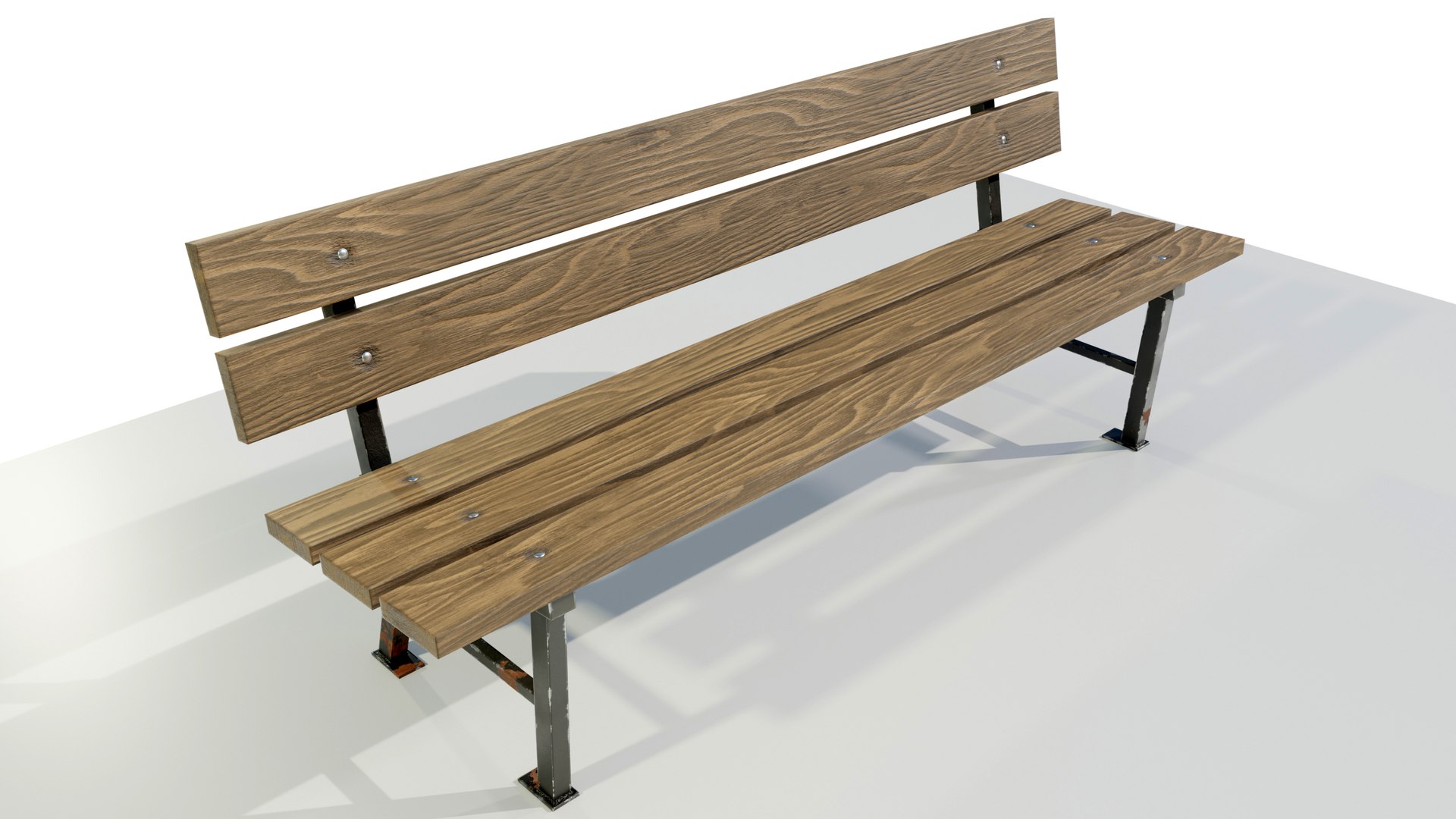 Wood Metal Bench Model - TurboSquid 2087356