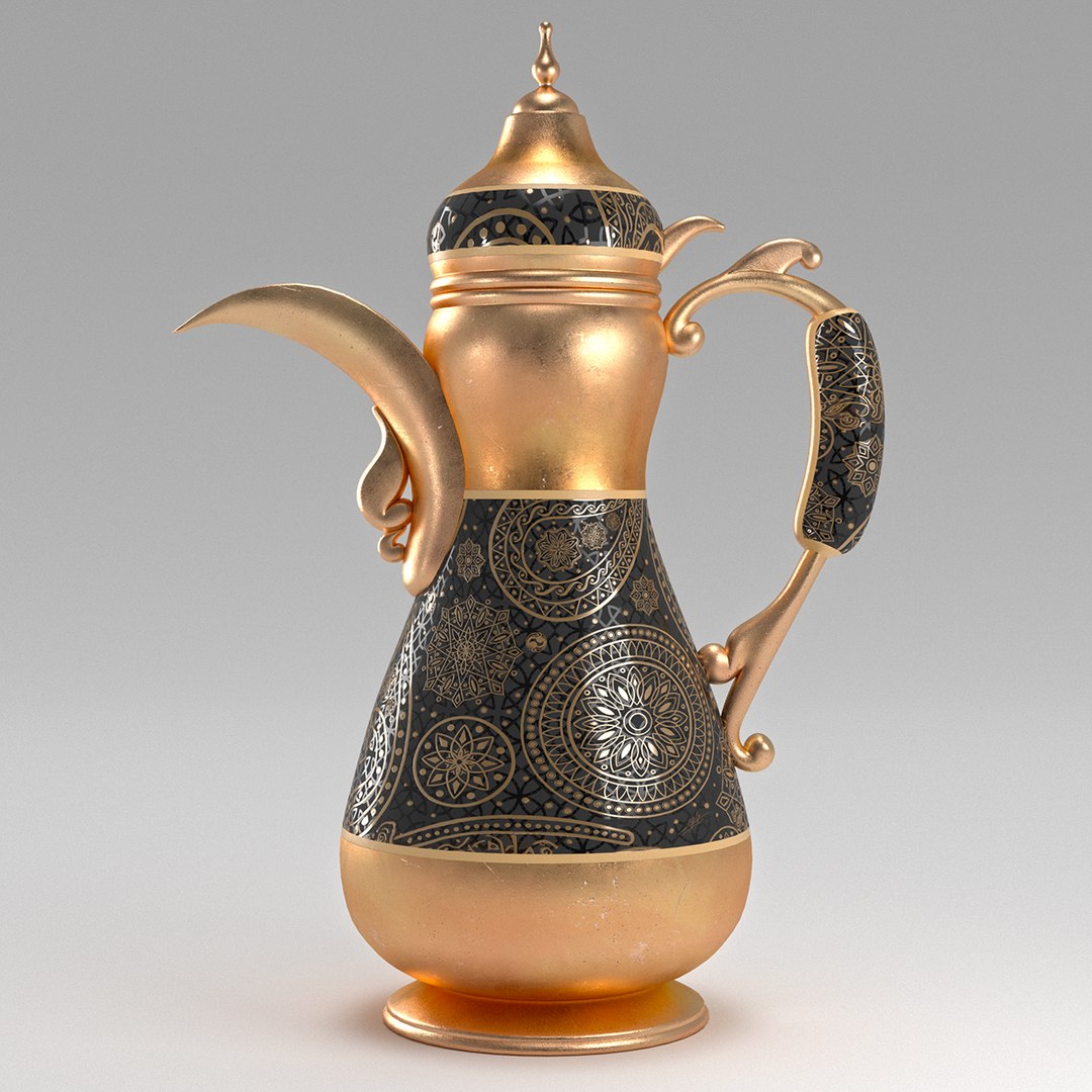 Decorative Brass Arabic Coffee Dallah Model - TurboSquid 2169838