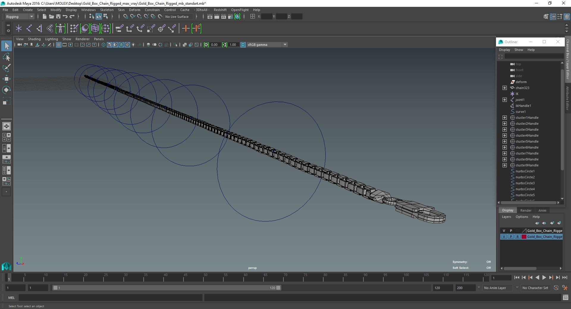 Gold Box Chain Rigged For Maya Model - TurboSquid 2124338