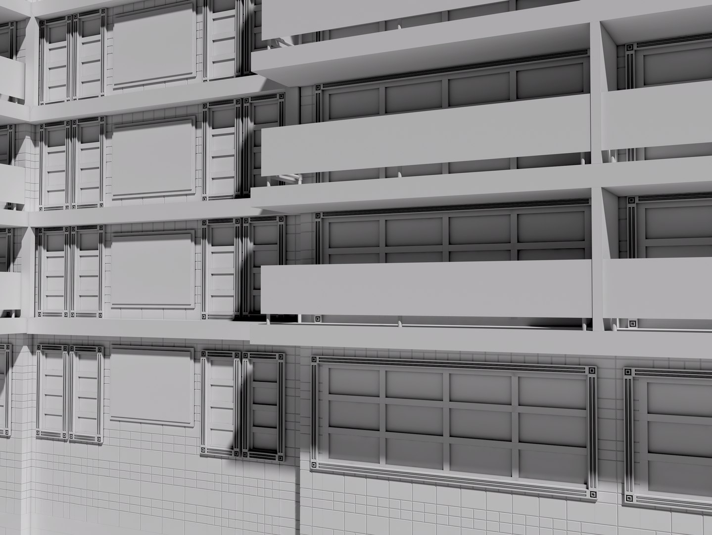 3D U-Shaped Apartment Building Exterior Model - TurboSquid 1850843